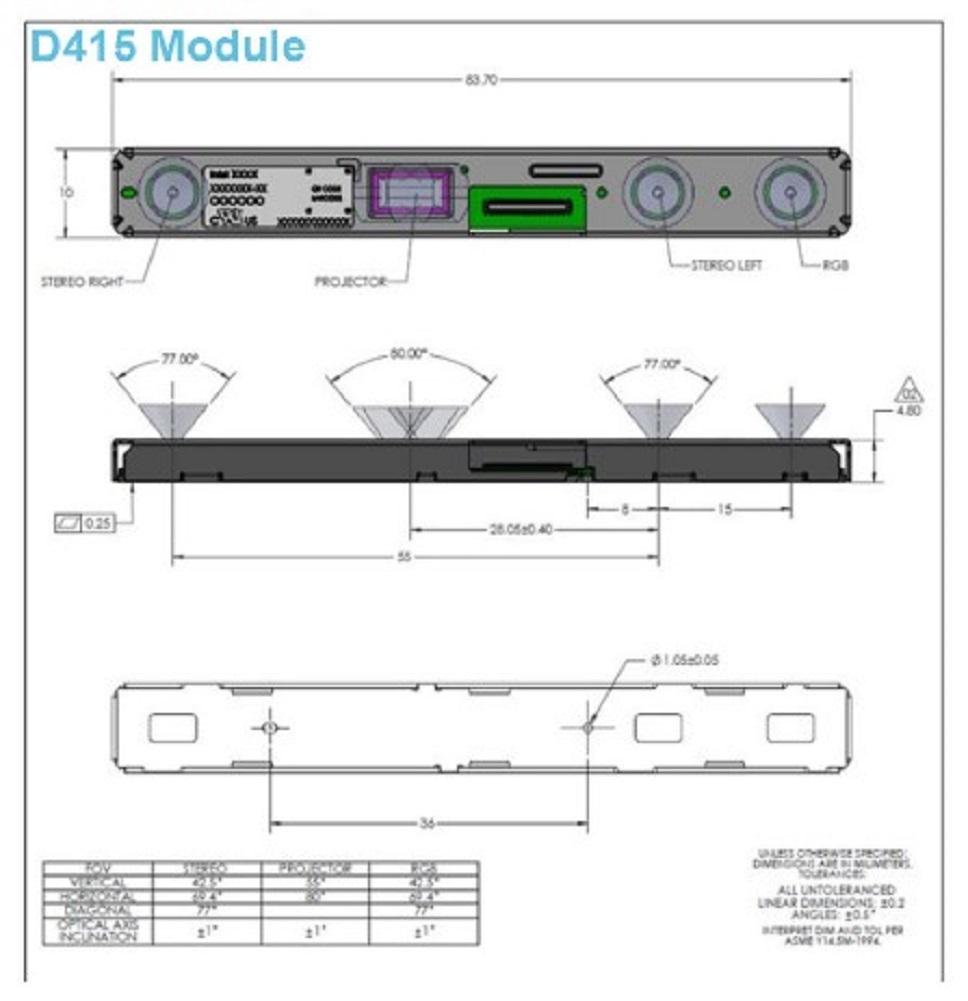 Intel realsense D415 D430 Module Kit 3D Camera Depth Module with USB ...