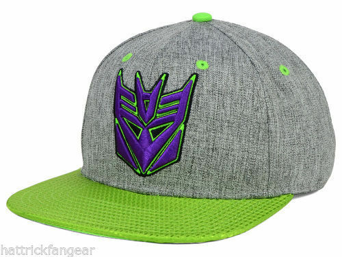 Bioworld Transformers Decepticon Shiny Green Flat Visor Snapback Cap ...