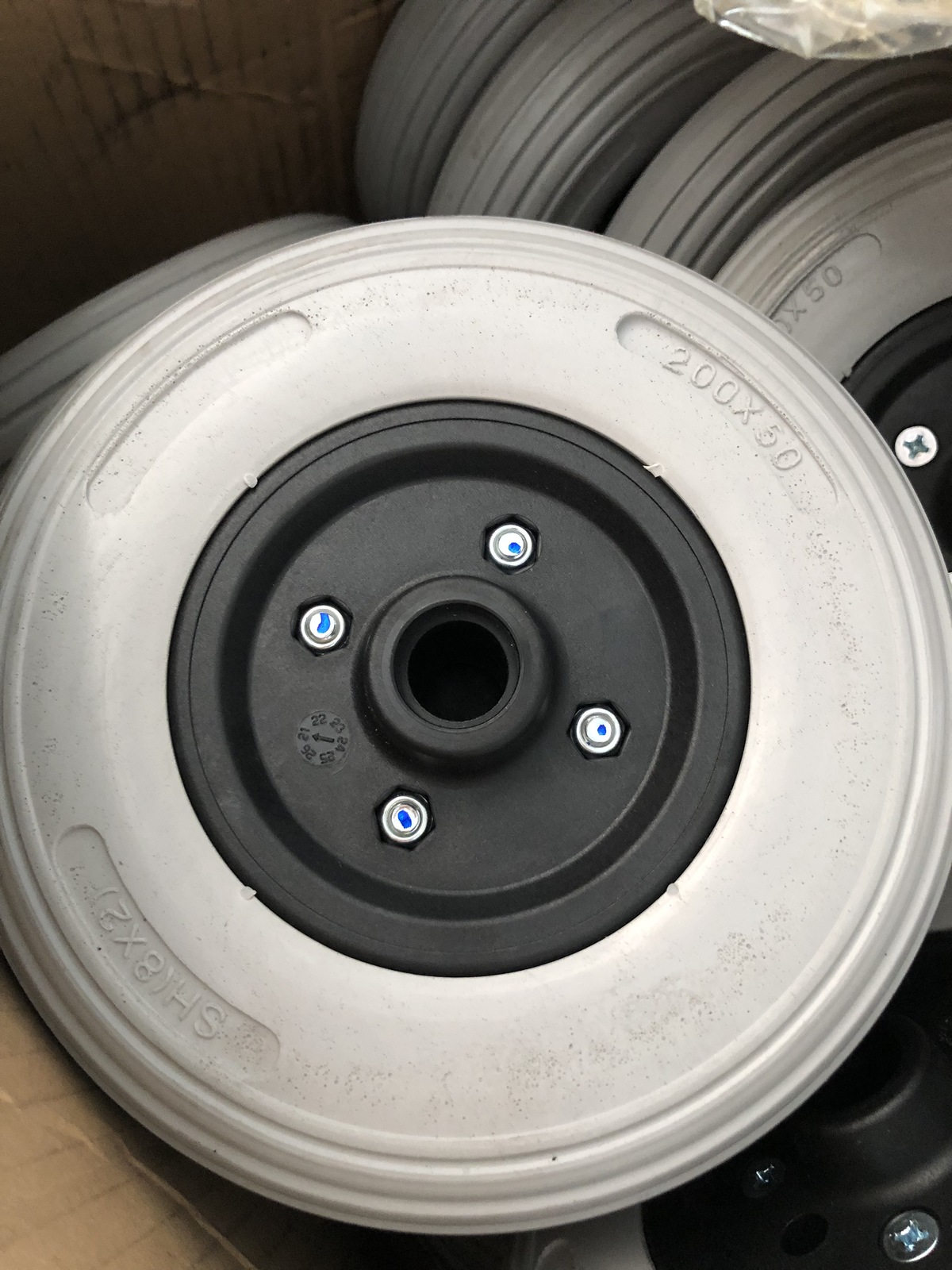 2 pcs Cheng Shin 200X50 Solid Gray Tire with Rim front wheel Mobility ...