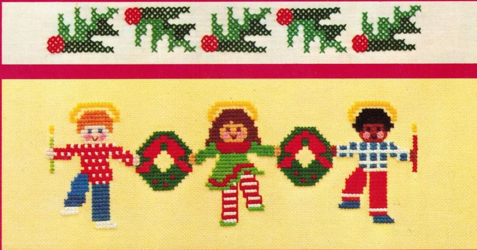 1981 Cross Stitch Iron-On Christmas Transfers Santa Skater Stocking ...