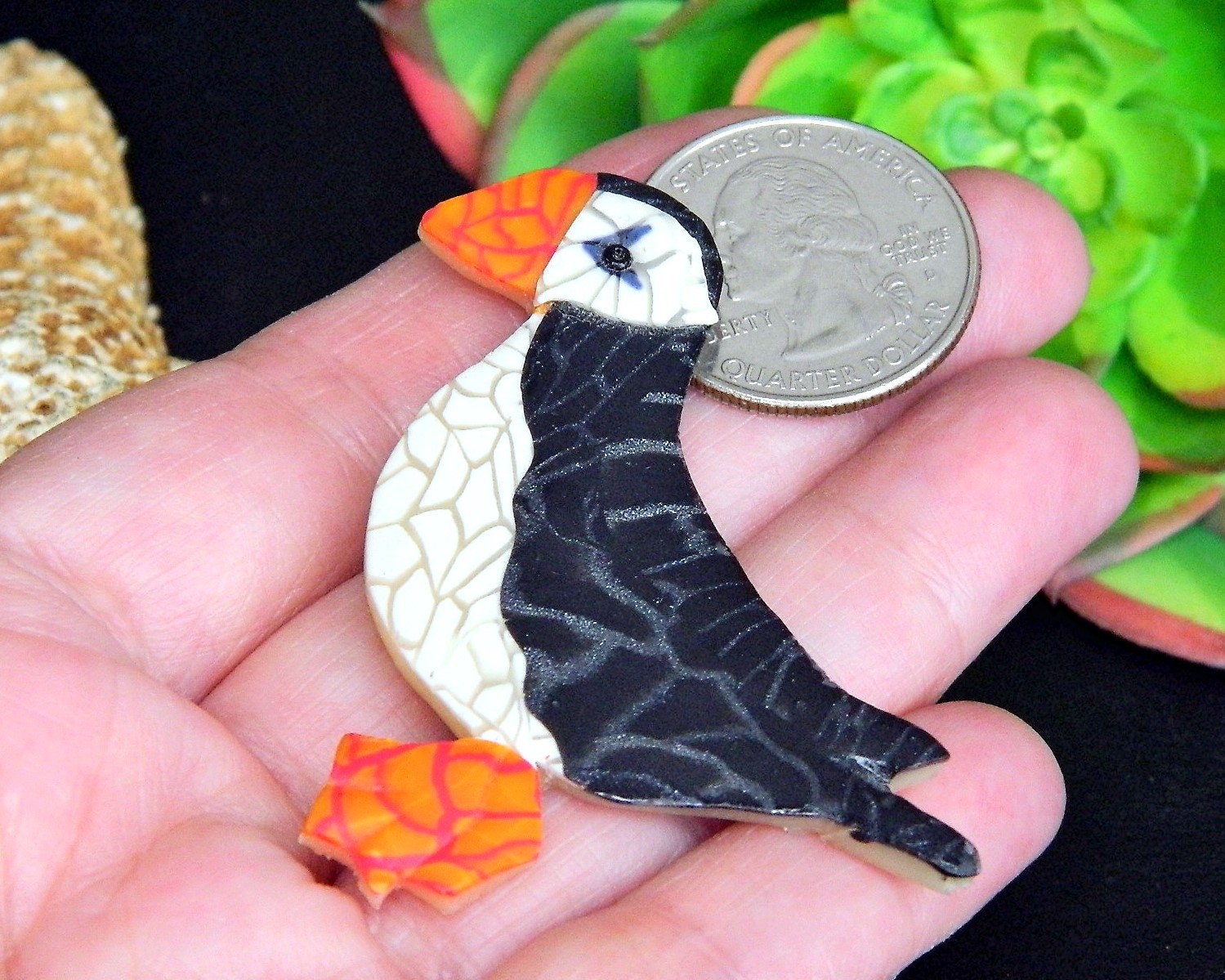 Puffin Bird Brooch Pin Polymer Clay Alaskan Artist Jacqui Ertischek ...