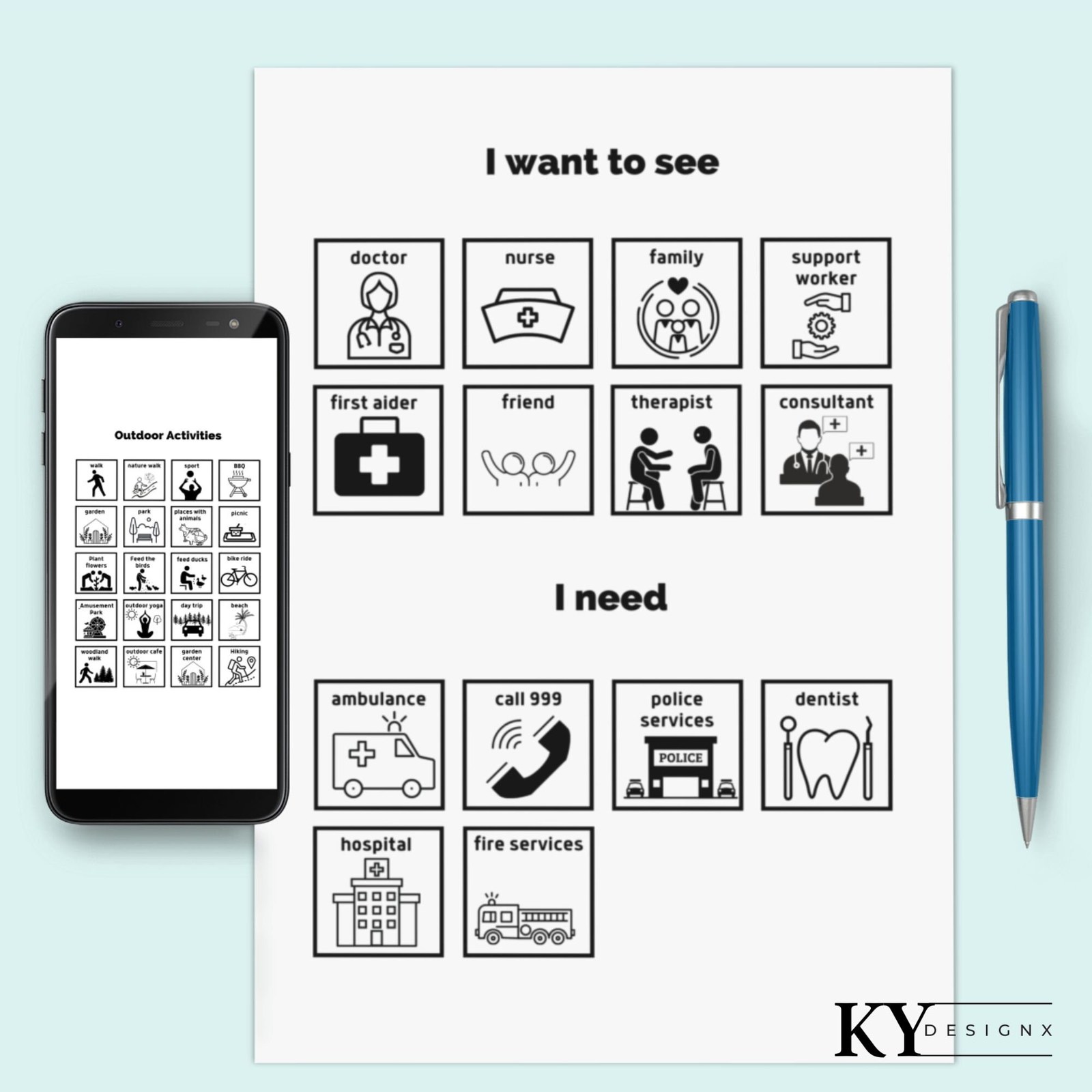 Printable picture communication boards for adults and seniors with ...