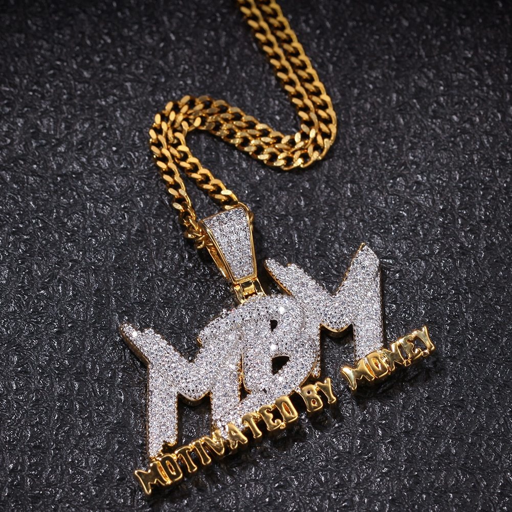 Motivated By Money Letter Necklace Paved Iced Out Hip Hop Pendant Chain ... Motivated By Money Letter Necklace Paved Iced Out Hip Hop Pendant Chain ...