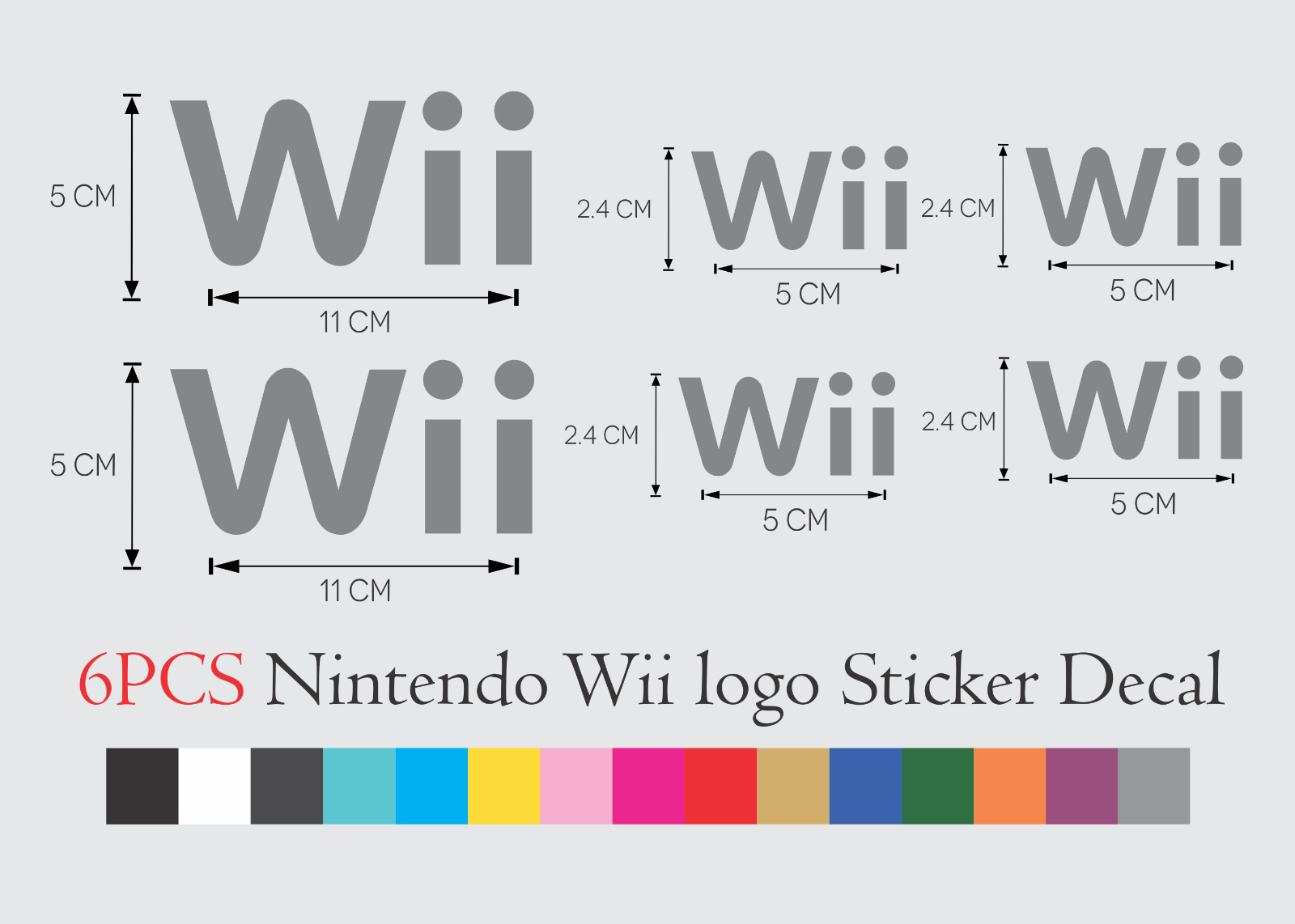 6 PCS Nintendo Wii Console logo Vinyl decal sticker - Decals & Vinyls
