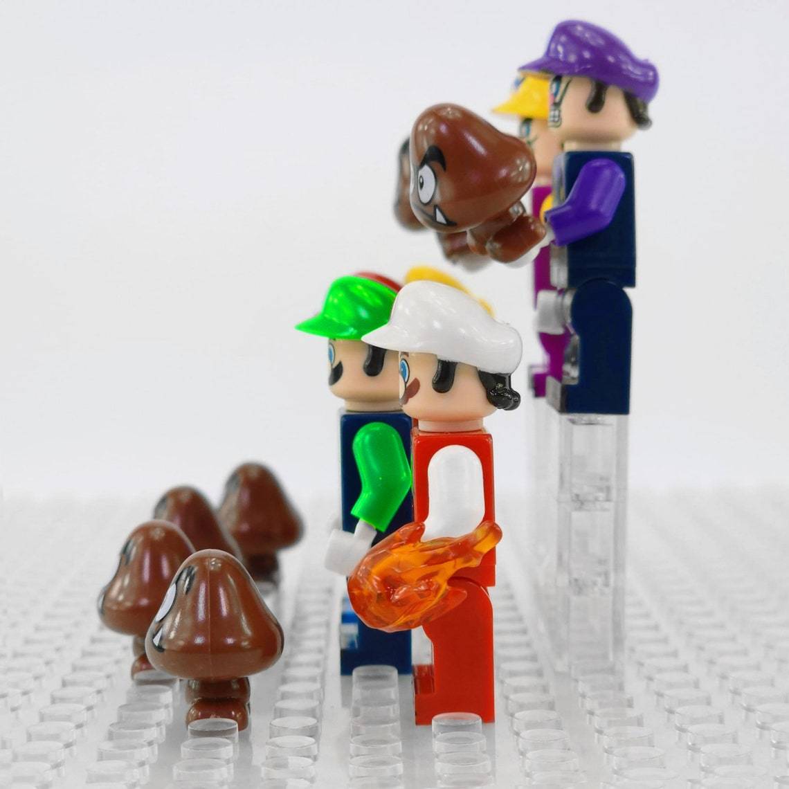 6pcs Super Mario Luigi Wario Waluigi and Goombas Video Game Minifigures ...
