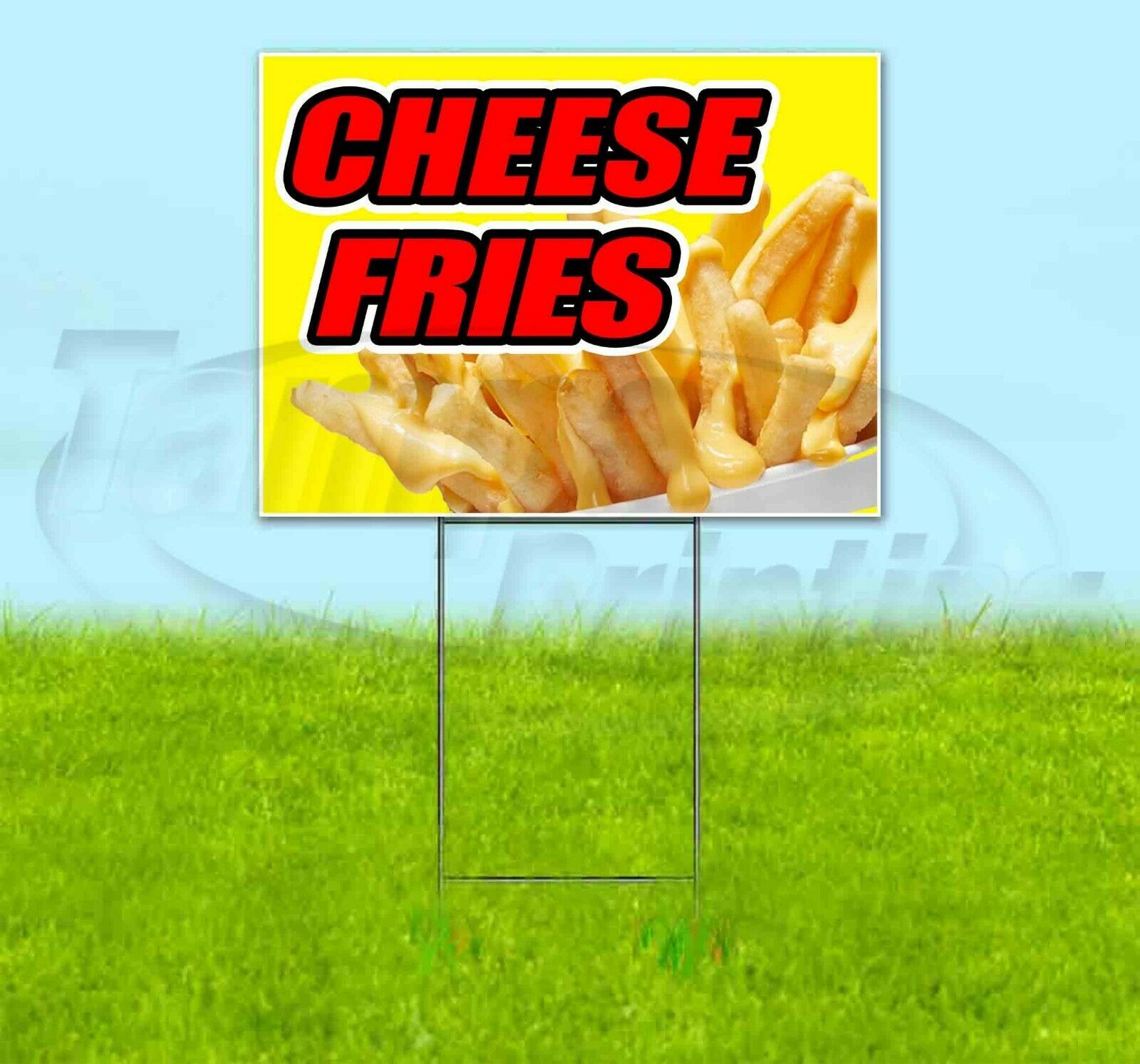 CHEESE FRIES Yard Sign Corrugated Plastic Bandit Lawn Decorations USA ...
