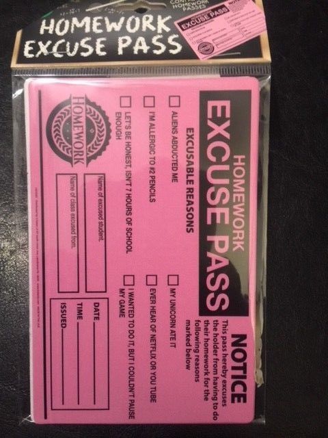 Homework Excuse Pass - Jokes, Gags and Pranks - Contains 3 Fake Excuse ...