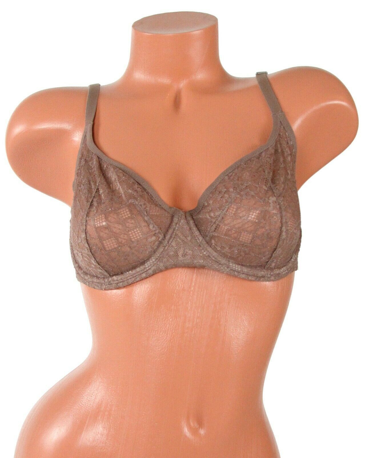 Victorias Secret Body By Victoria Unlined Demi Bra Brown Lace Nwt