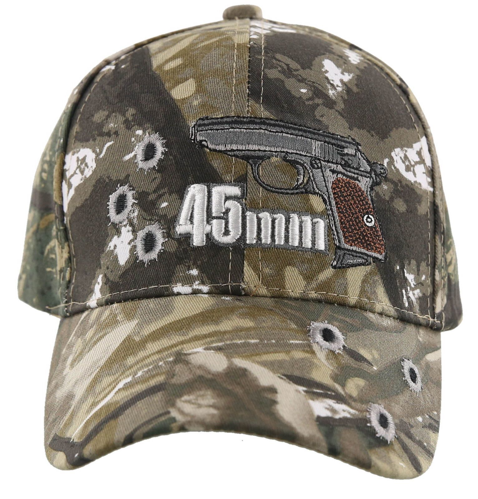 NEW! 45MM PISTOL GUN SIDE BASEBALL CAP HAT FOREST CAMO - Men's Hats