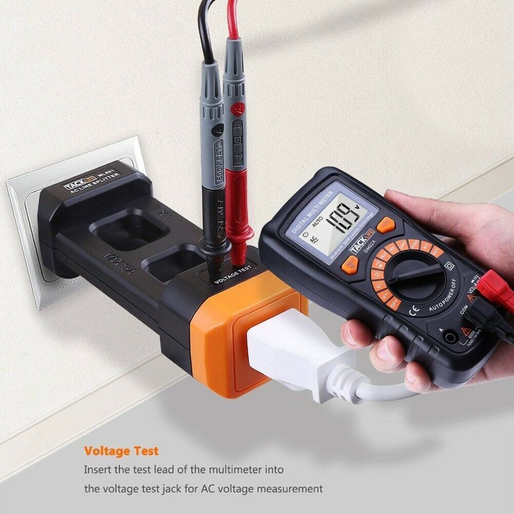 AC Line Splitter Voltage Current Power Cord Tester Clamp Meter 250V 15A ...