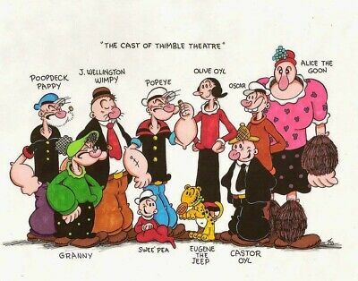 POPEYE CAST CARTOON TV SERIES POSTER 24 X 24 INCH AWESOME! - Home Décor