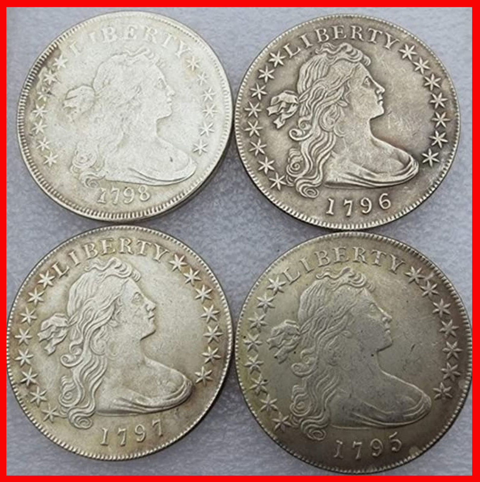 Rare Antique USA United States Full Set 1795-1798 Year 4Pcs Siver Color ...