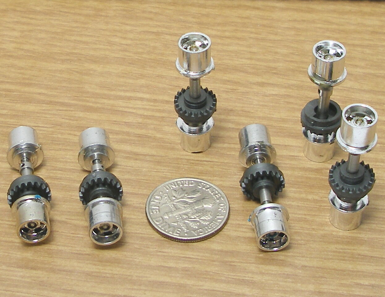 6pr Aurora ULTRA 5 TCR HO Slot Car REAR END Chrome WHEELS fit G+ AFX ...