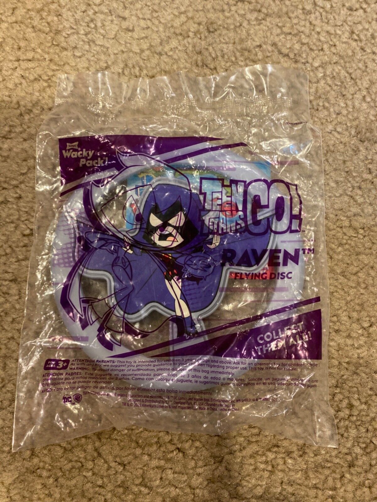 Sonic Toy, Wacky Pack, Teen Titans Go, Raven Flying Disc, 2023 - Fast Food