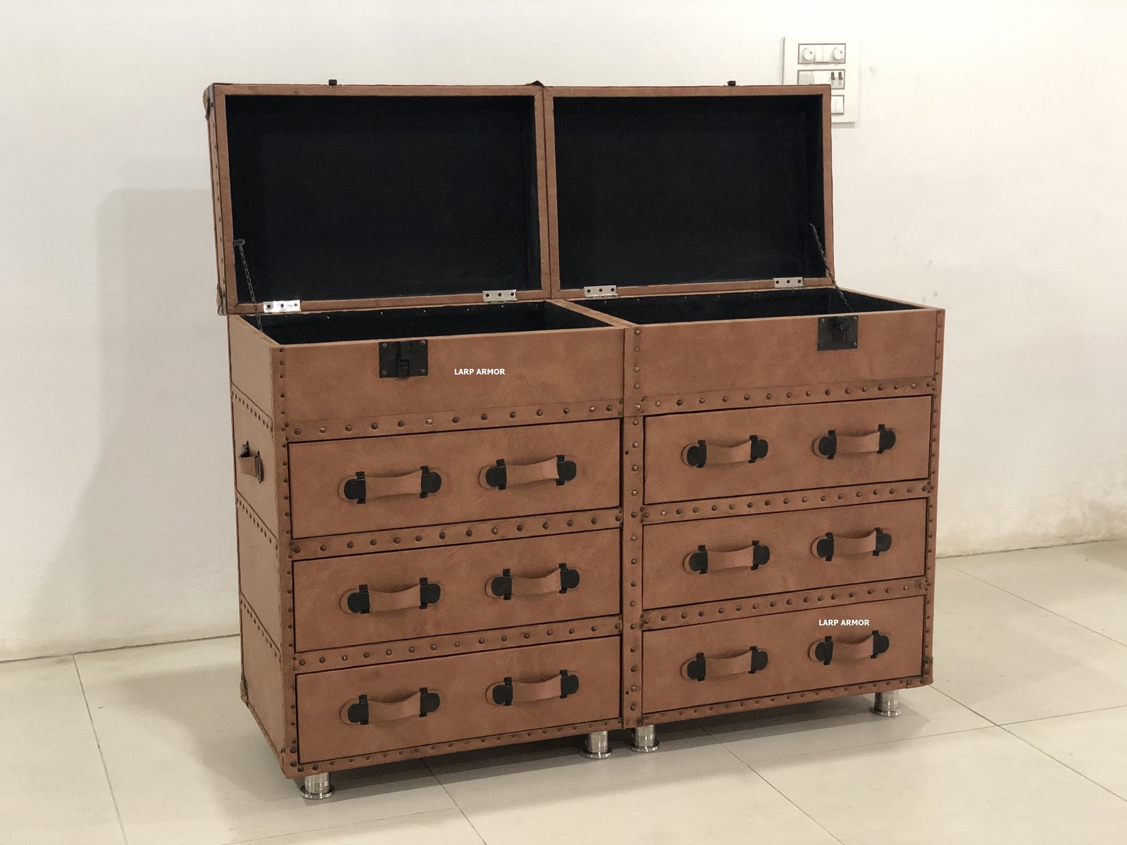 NauticalMart Mayfair Steamer Trunk 6-Drawer Double Chest - Vintage ...