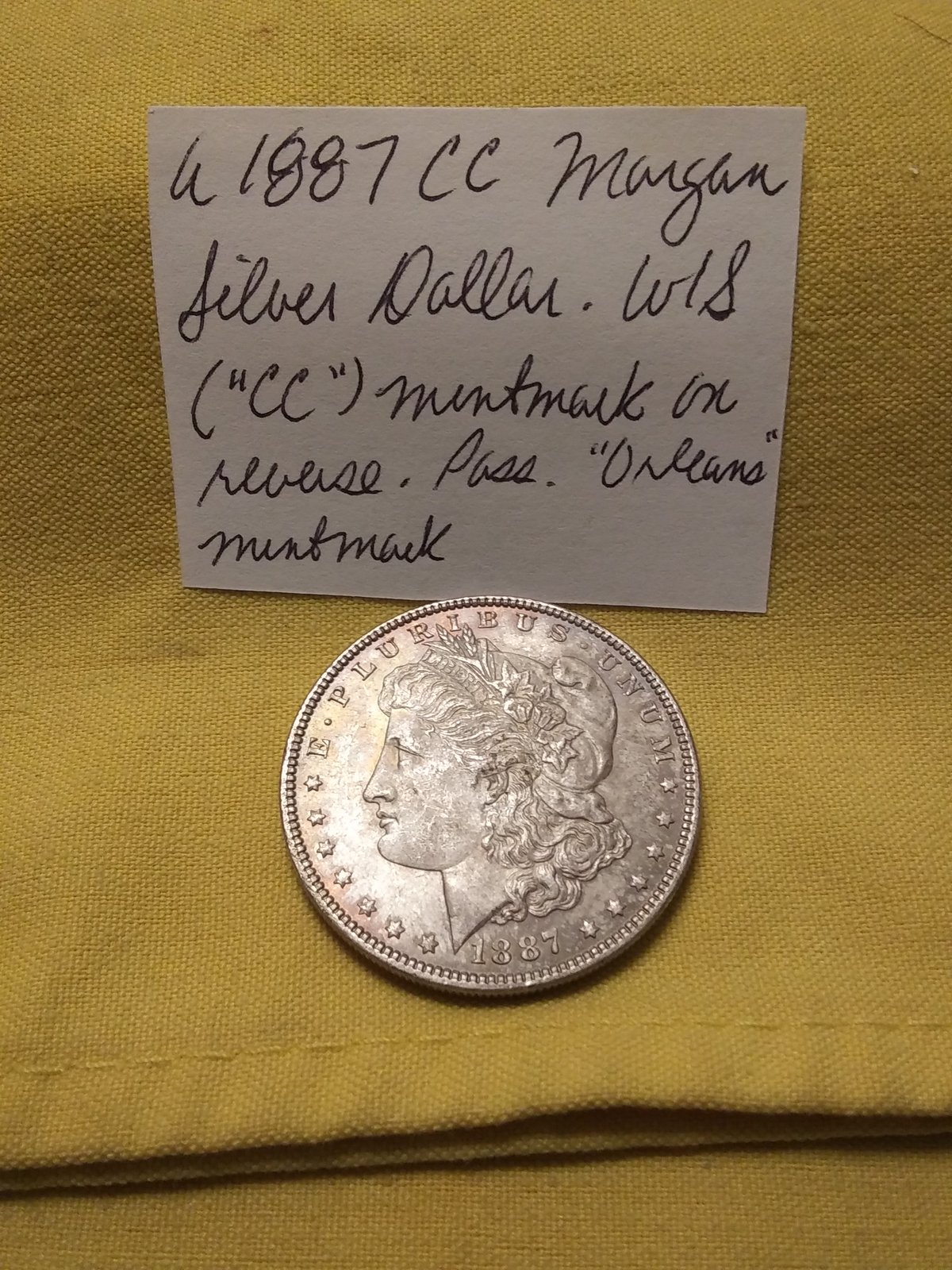 Rare Commodity. A 1887 CC Morgan Silver Dollar W/S ("CC") Mintmark On ...