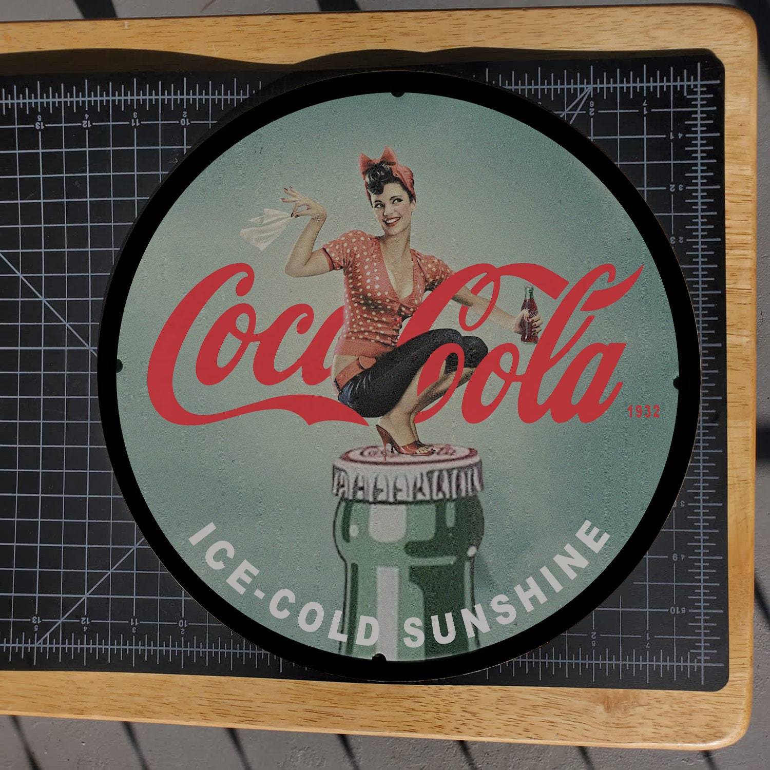 Vintage 1932 Coca-Cola Ice Cold Sunshine Soft Drink Porcelain Gas & Oil ...