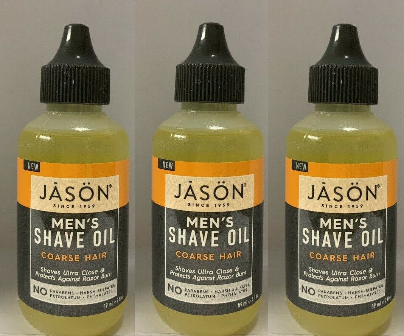 3 x Jason Natural Products Shave Oil - Men's - Coarse - 2 fl oz ...