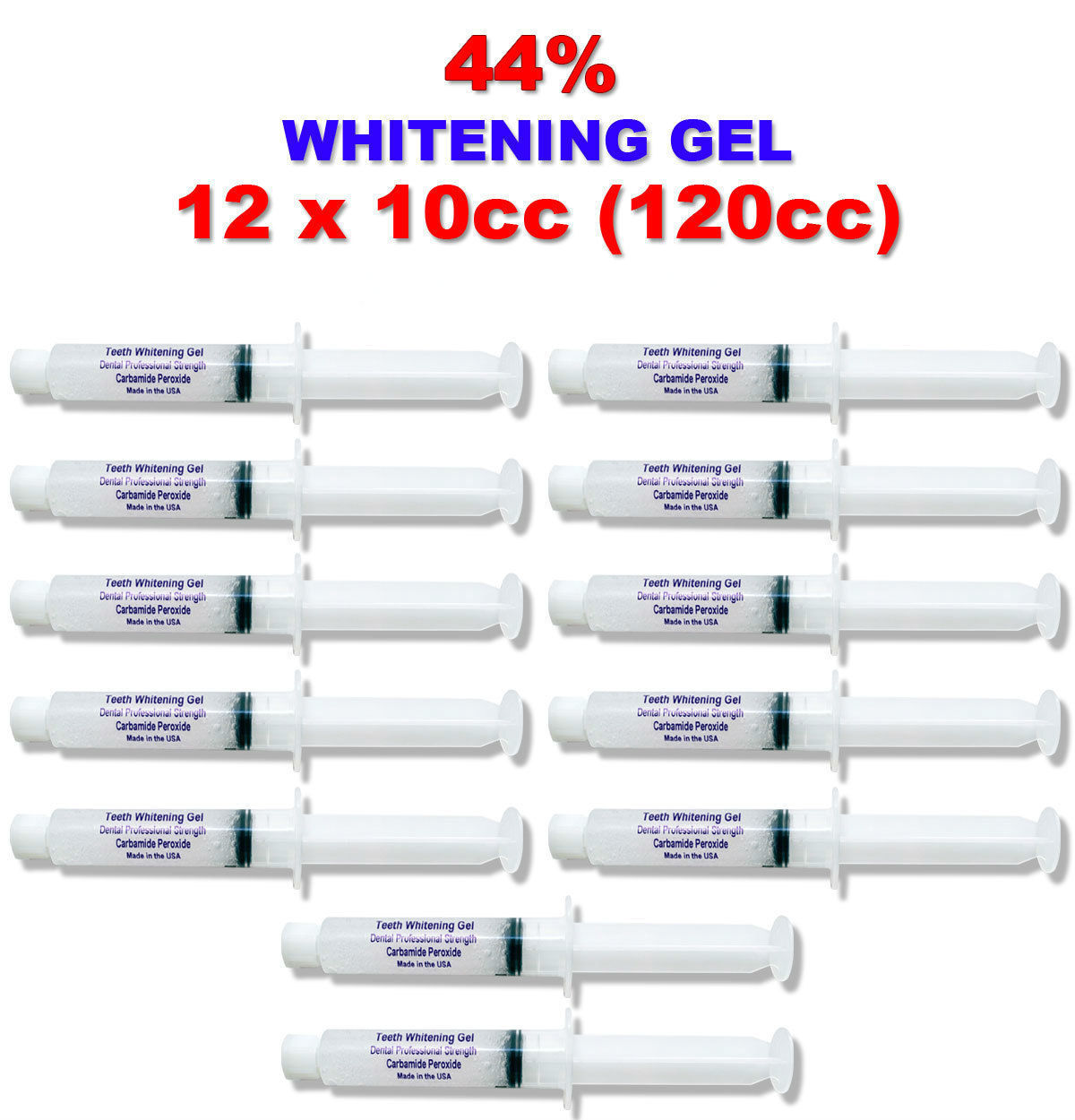 12 Professional Gel Syringes (120ml = 4800 apps !) Teeth Whitening ...