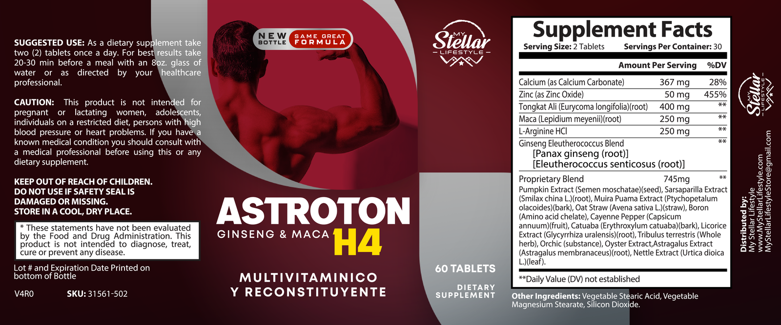 5 Pack Astroton Ginseng & Maca H4, multivitamina y reconstruye-60 ...