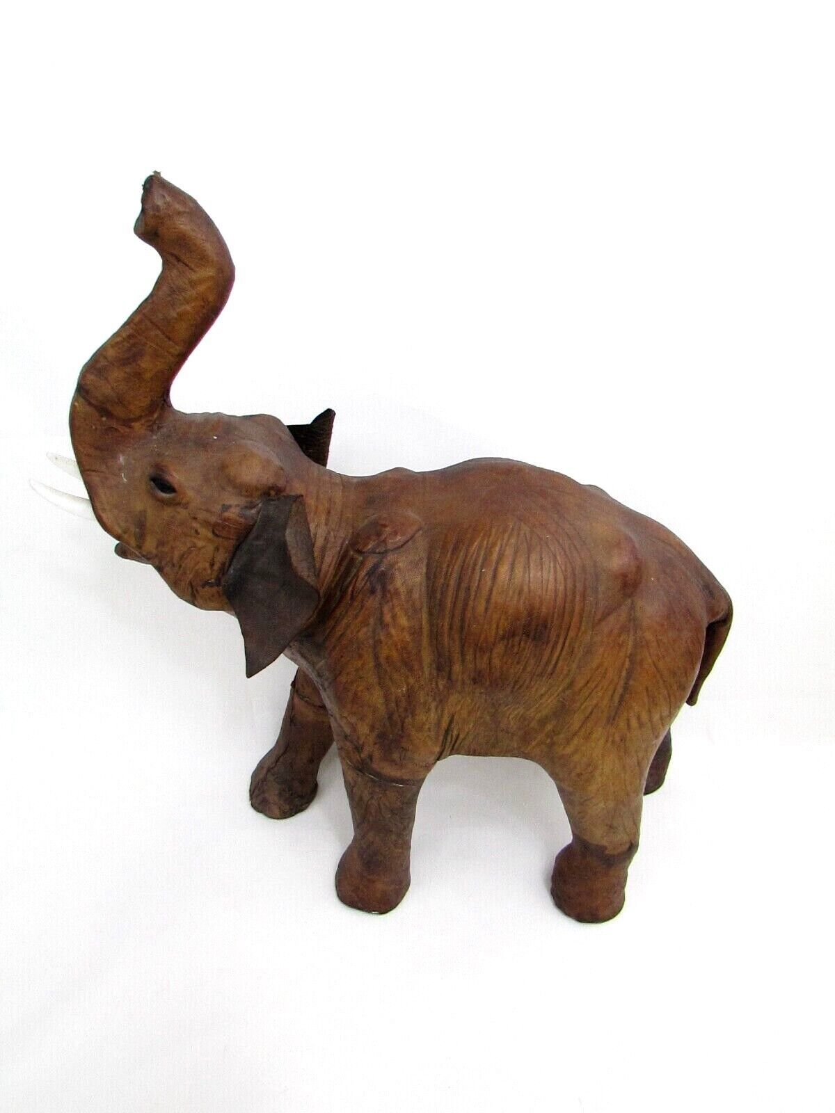 Vintage Leather Wrapped Elephant Statue Figure Africa Safari Zoo Tusks ...