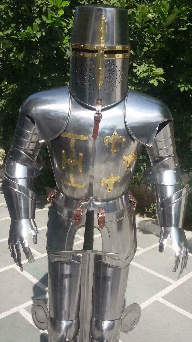 Medieval Knight Templar Armor suit ~ Larp Cursader Combat Full Body ...
