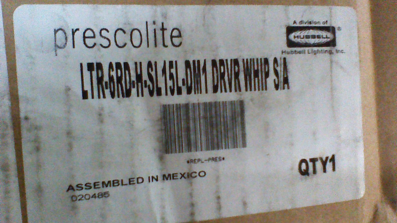 PRESCOLITE LTR-6RD-H-SL15L-DM1-DRVR-WHIP S/A LED ELECTRONIC DRIVER ...