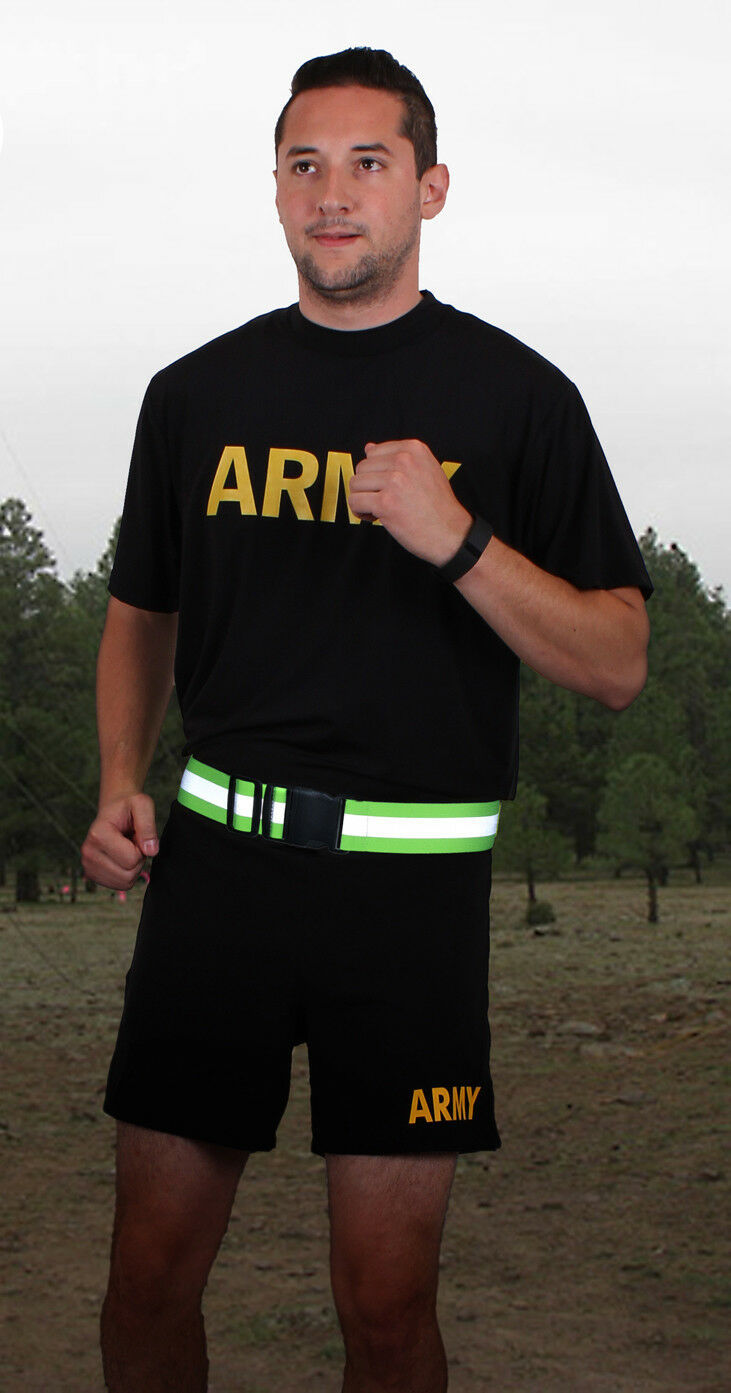 Neon Green Hi Vis Reflective Belt, Elastic Running Safety PT US Army ...