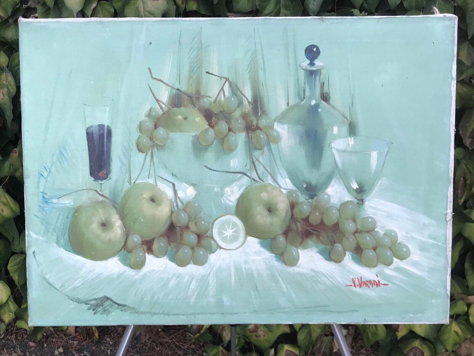 V VARANI Original 1950s MODERN IMPRESSIONIST STILL LIFE MidCentury Oil ...