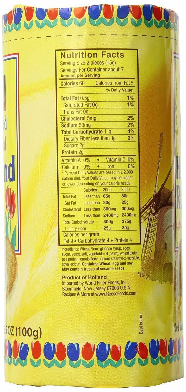 Reese Original Holland Rusk Light Crisp Toast 3.5 OZ (Pack of 6 ...