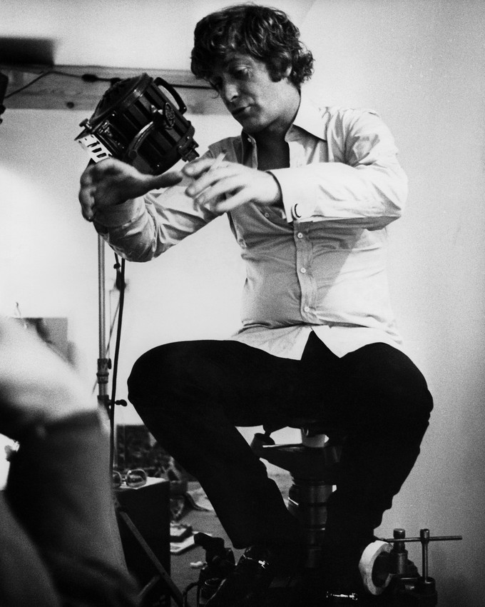 Michael Caine in Get Carter Rare on Set Pose Seated on Stool Smoking ...