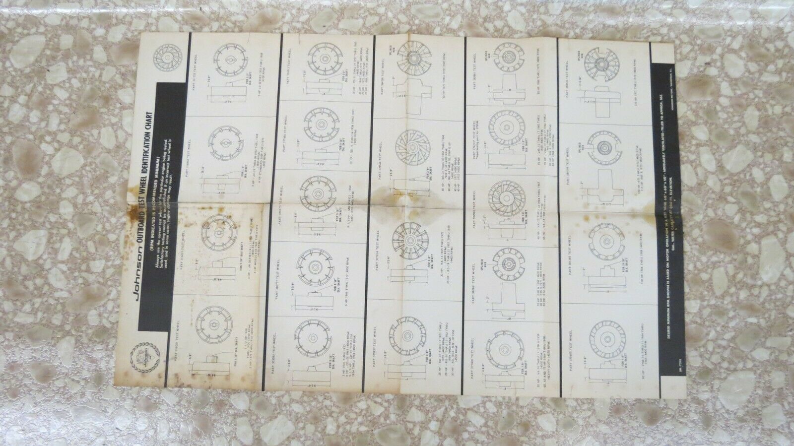 OMC Johnson Evinrude Outboard Test Wheel Identification Diagram Poster ...