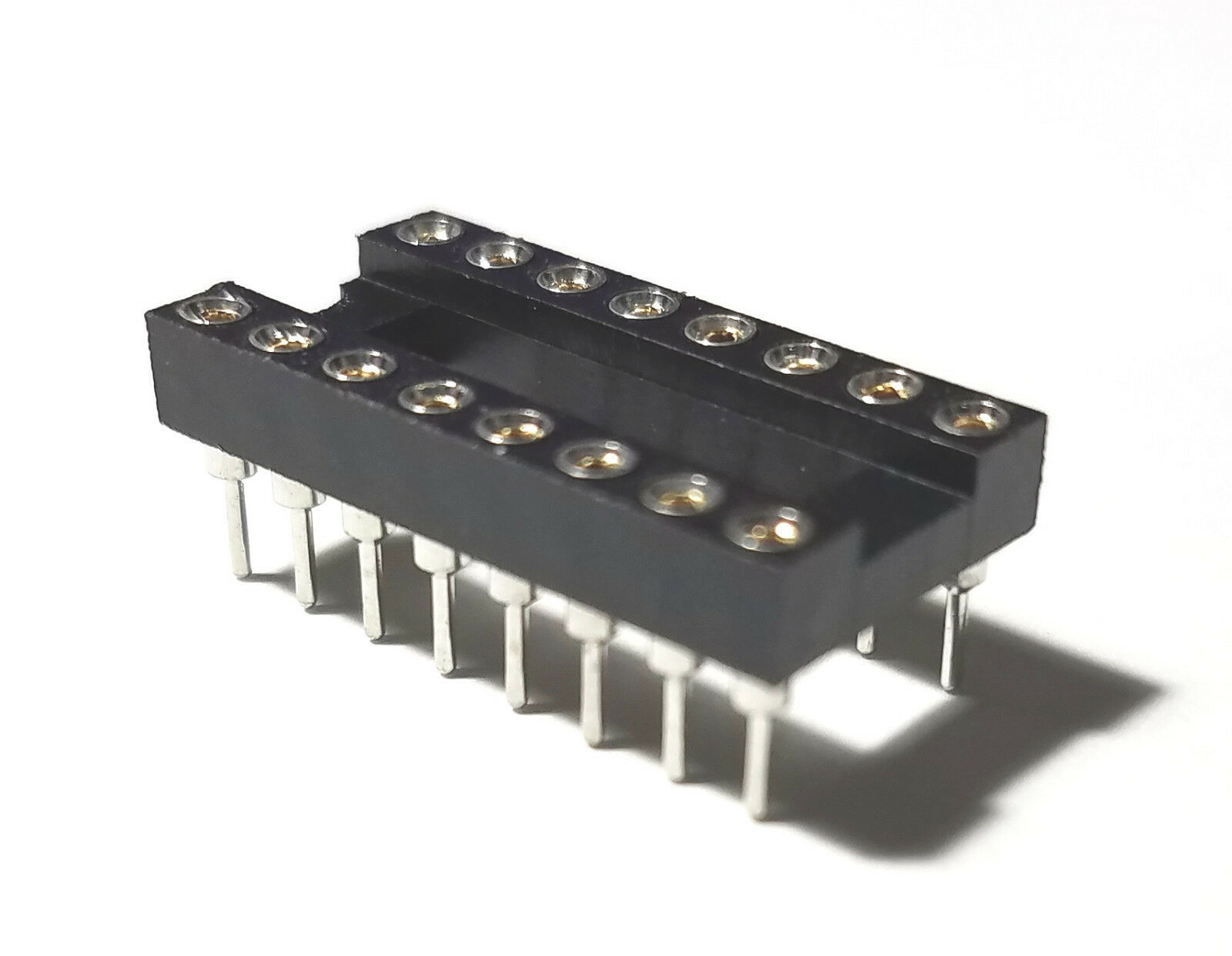 50PCS IC Sockets DIP-16 Machined Round Contact Pins Holes 2.54mm DIP16 ...