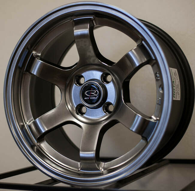 One 15x8 Rota Grid Concave 4x100 20 Hyper Black Wheels Rims - Wheels