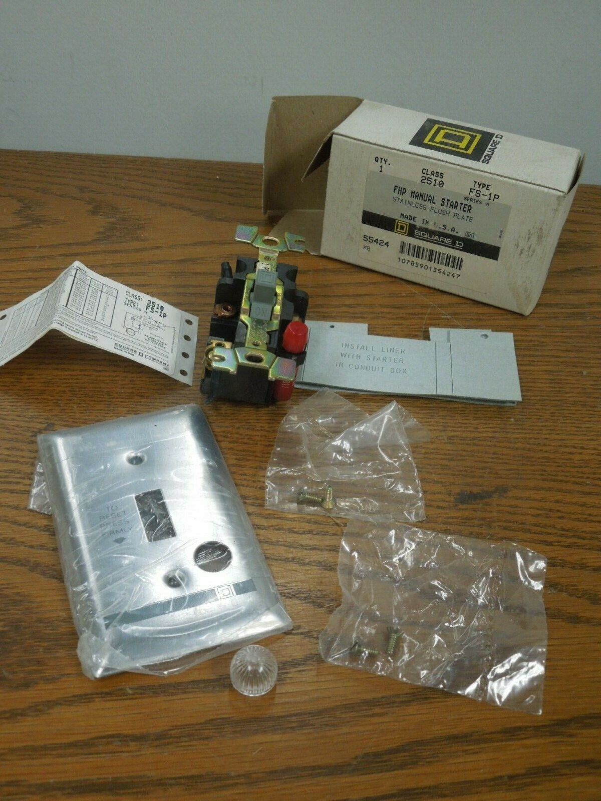 Square D 2510-FS-1P FHP 16A Manual Starter Open Type Stainless Steel ...