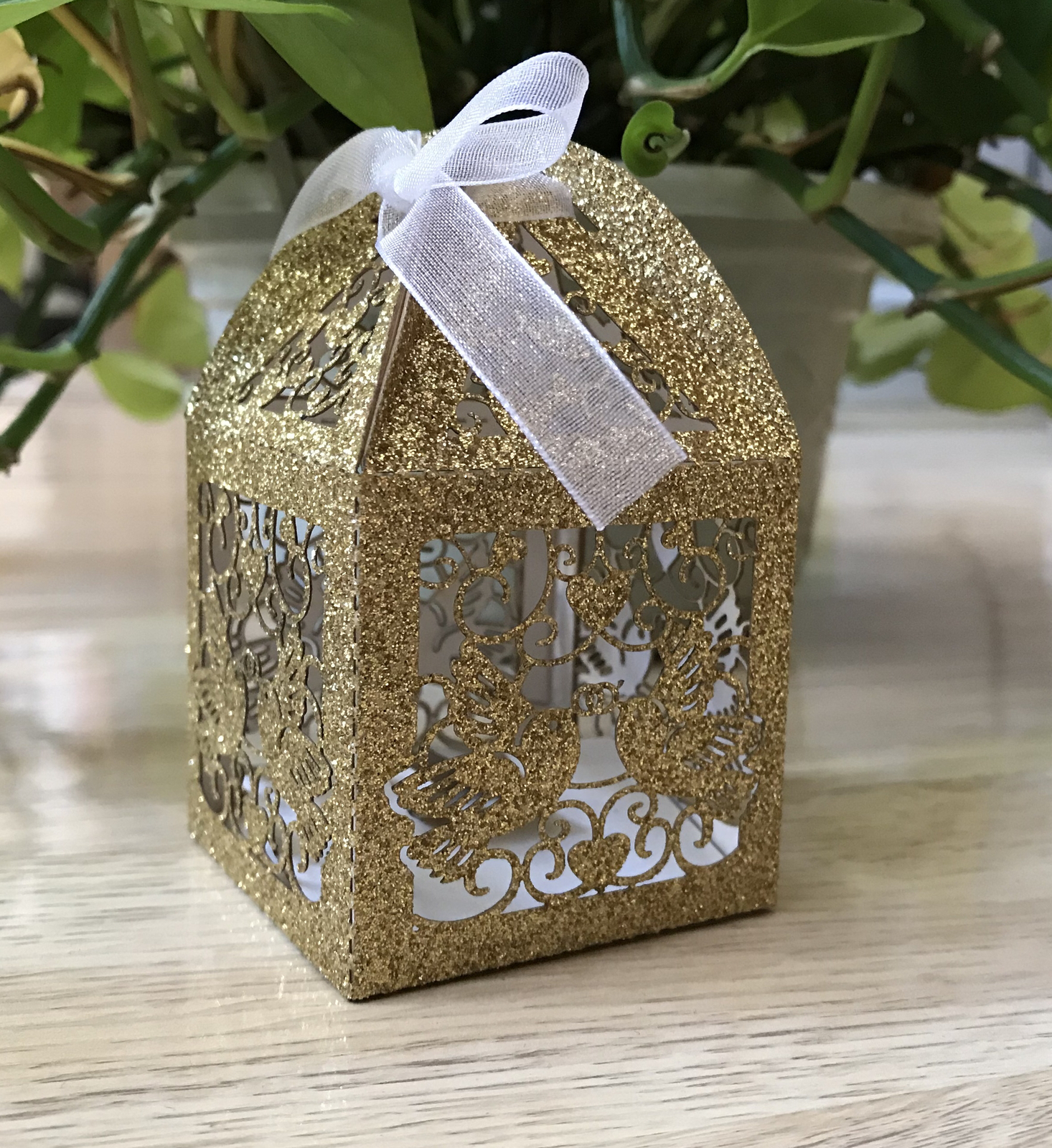 100pcs Glitter Gold Wedding Gift Boxes,Chocolate Laser Cut wedding ...