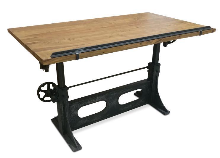 Industrial Adjustable Crank Drafting Desk - Tilting Top - Cast Iron ...