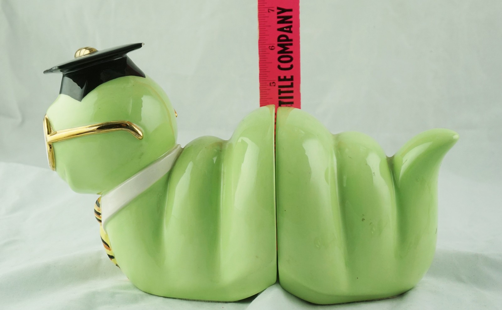 Bookworm Bookends, Light Green Ceramic, Vintage, Child's Room Decor ...