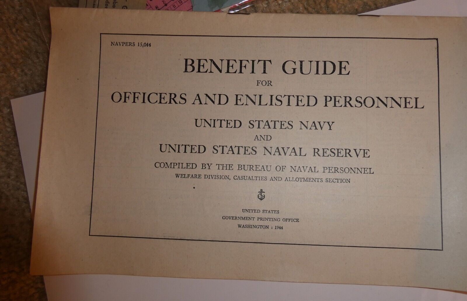 Vintage 1944 Booklet US Navy Benefit Guide for Officers and Enlisted ...