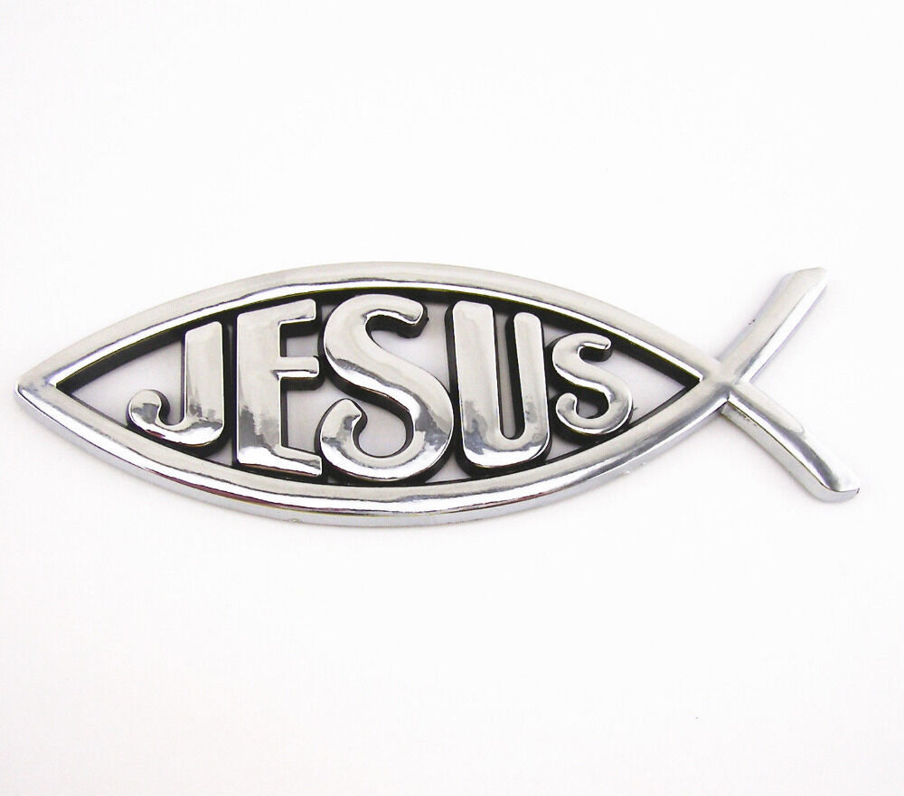 3D Car Chrome Decal Emblem Sticker Religious God JESUS Christian Fish ...