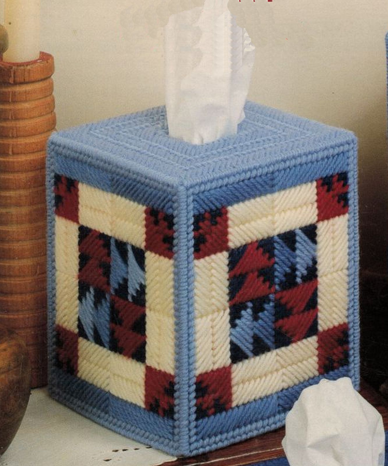 8 Plastic Canvas Patchwork Quilt Tissue Cover Arrowheads Goose Log ...