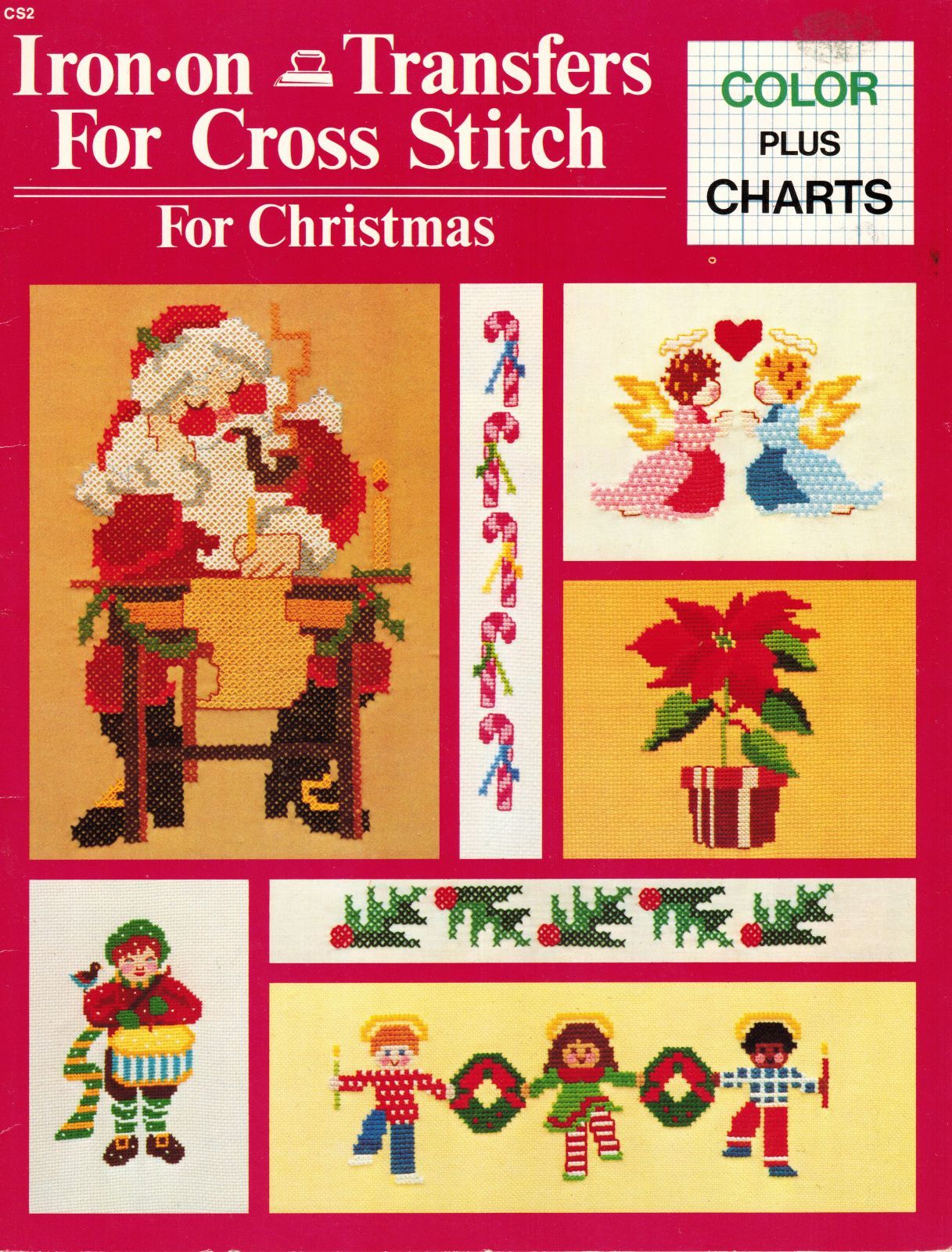 1981 Cross Stitch Iron-On Christmas Transfers Santa Skater Stocking ...