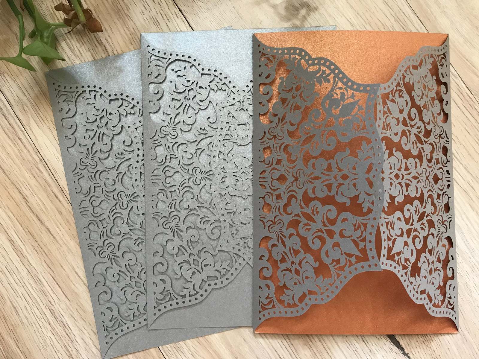 50pcs Silver Laser cut wedding Invitations,Invite,invitation cards for ...