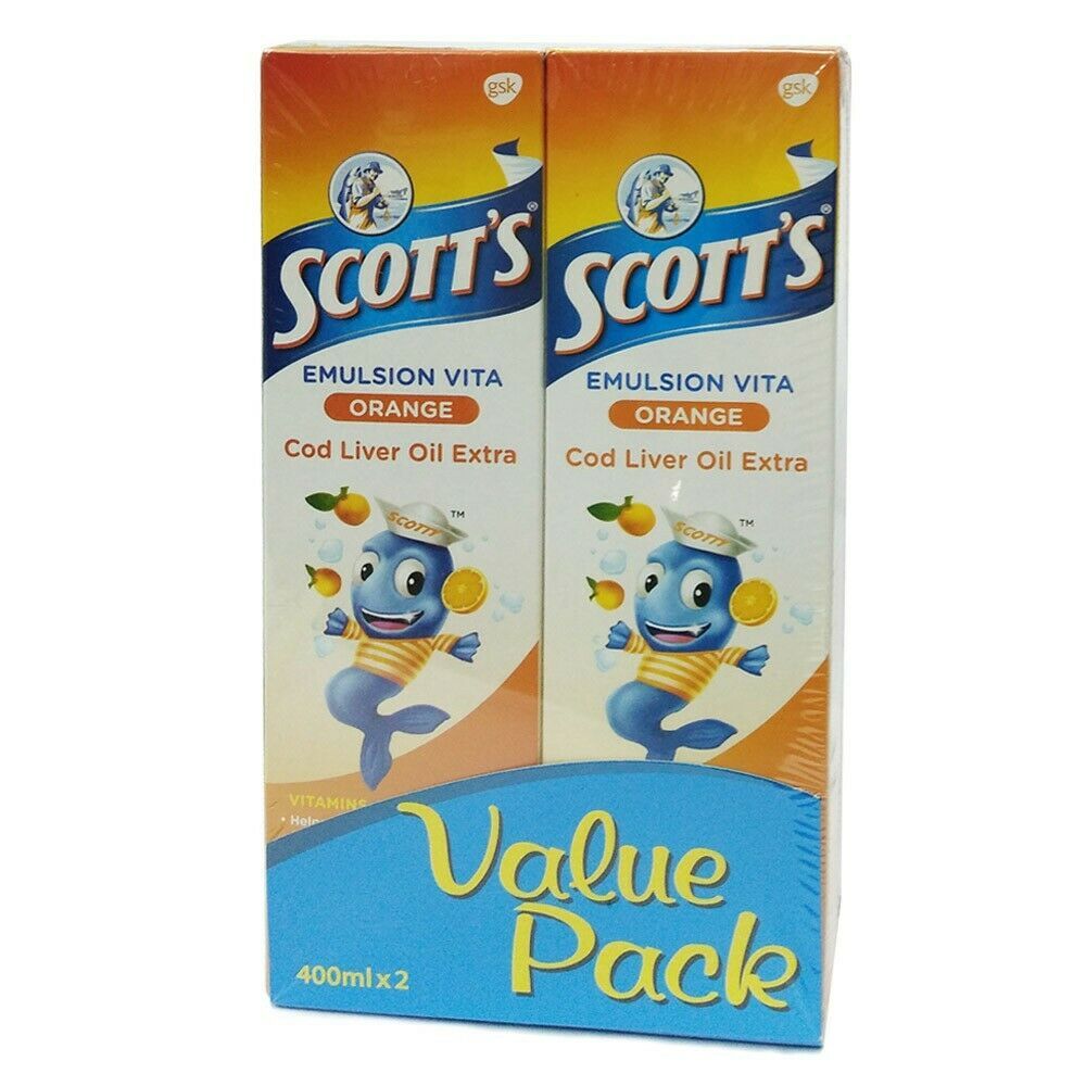 SCOTTS EMULSION COD LIVER OIL ORIGINAL/ORANGE FLAVOR FREE SHIP 2 X ...