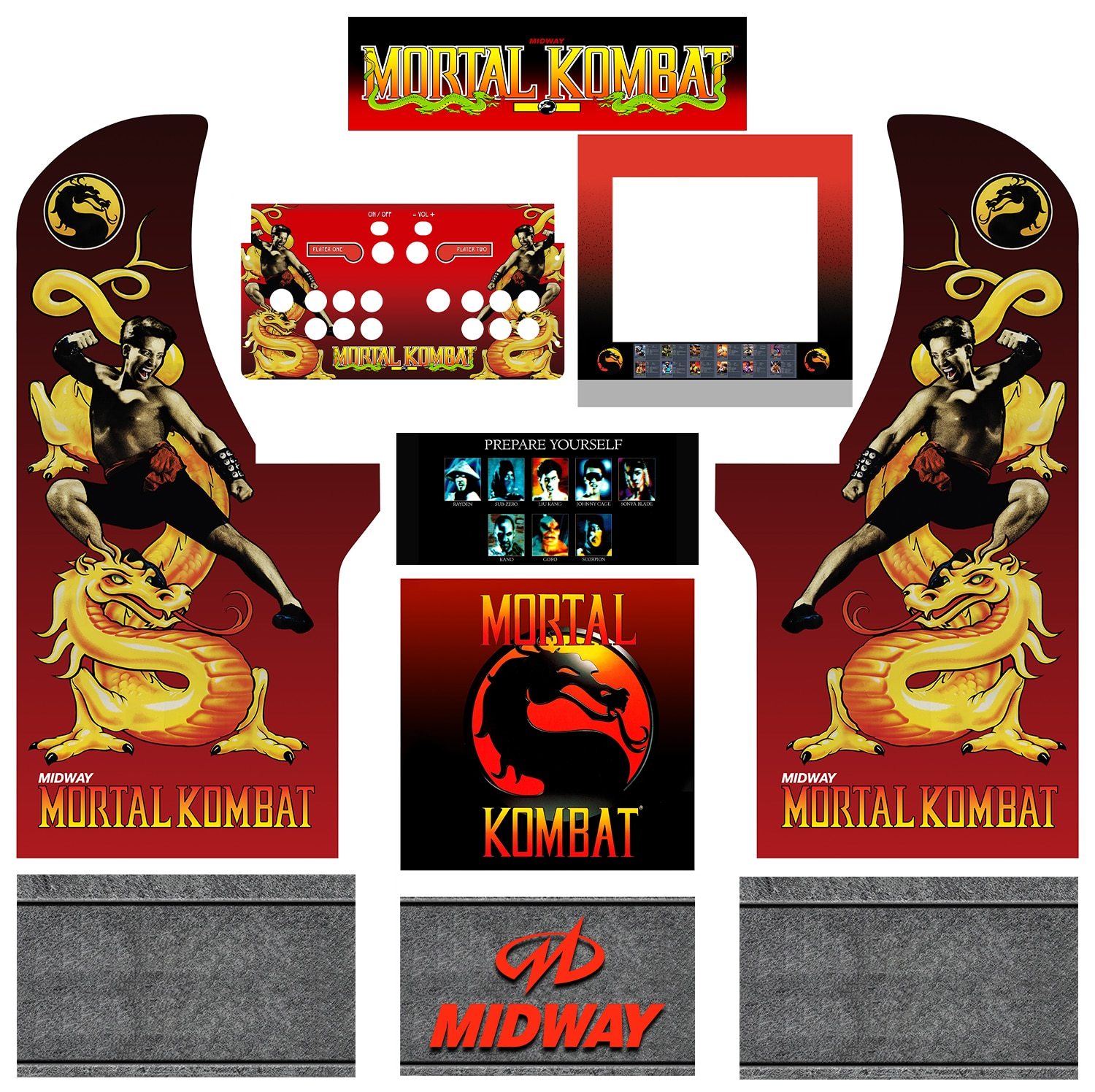 ARCADE1UP,ARCADE 1UP Mortal Kombat Dragon Graphics Arcade Design Vinyl ...