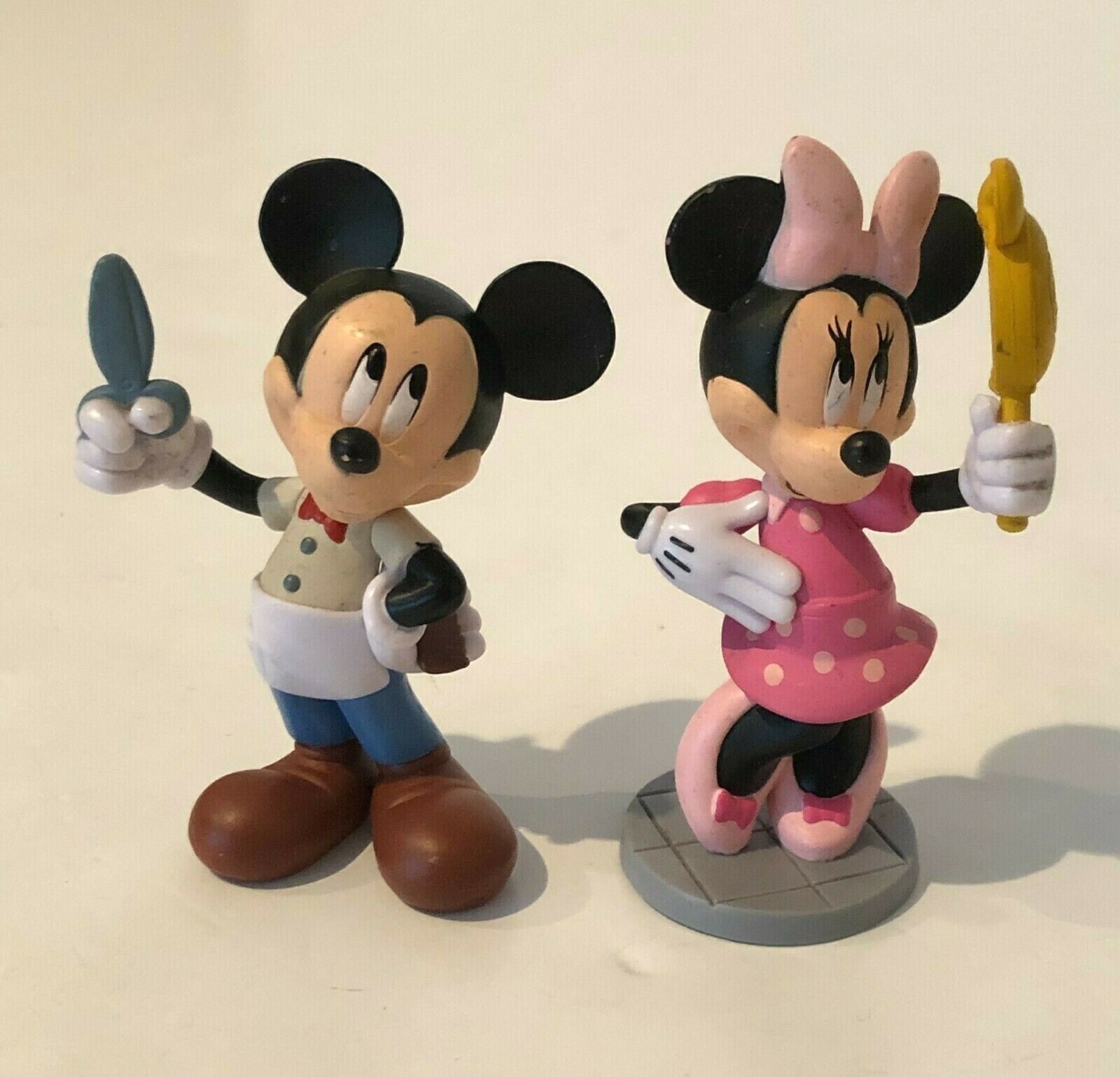 Disney Store Barber Mickey Mouse and Minnie Mouse 3" PVC Figures Cake ...