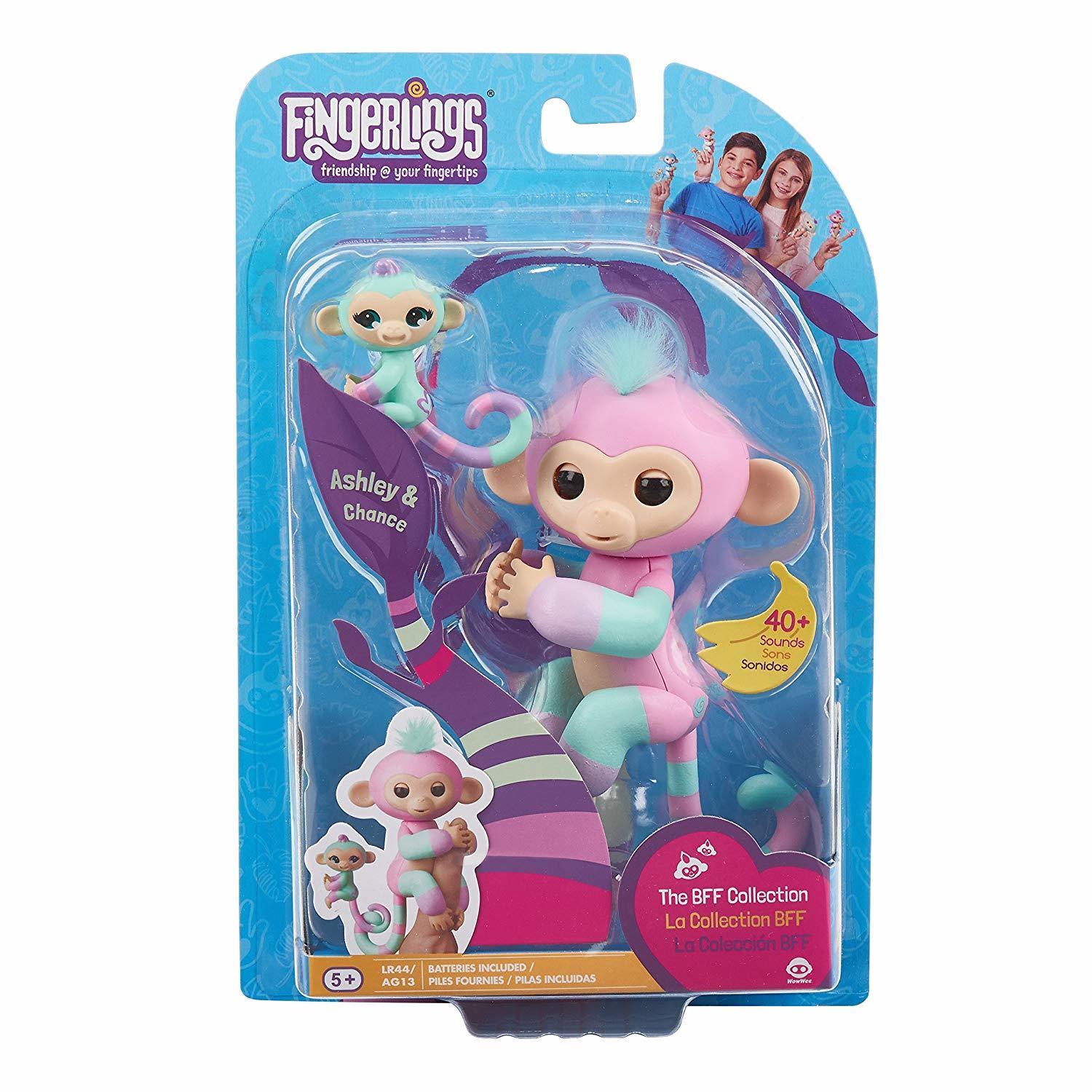 Fingerlings Baby Monkey & Mini BFFs Ashley and Chance (Turquoise), Pink ...