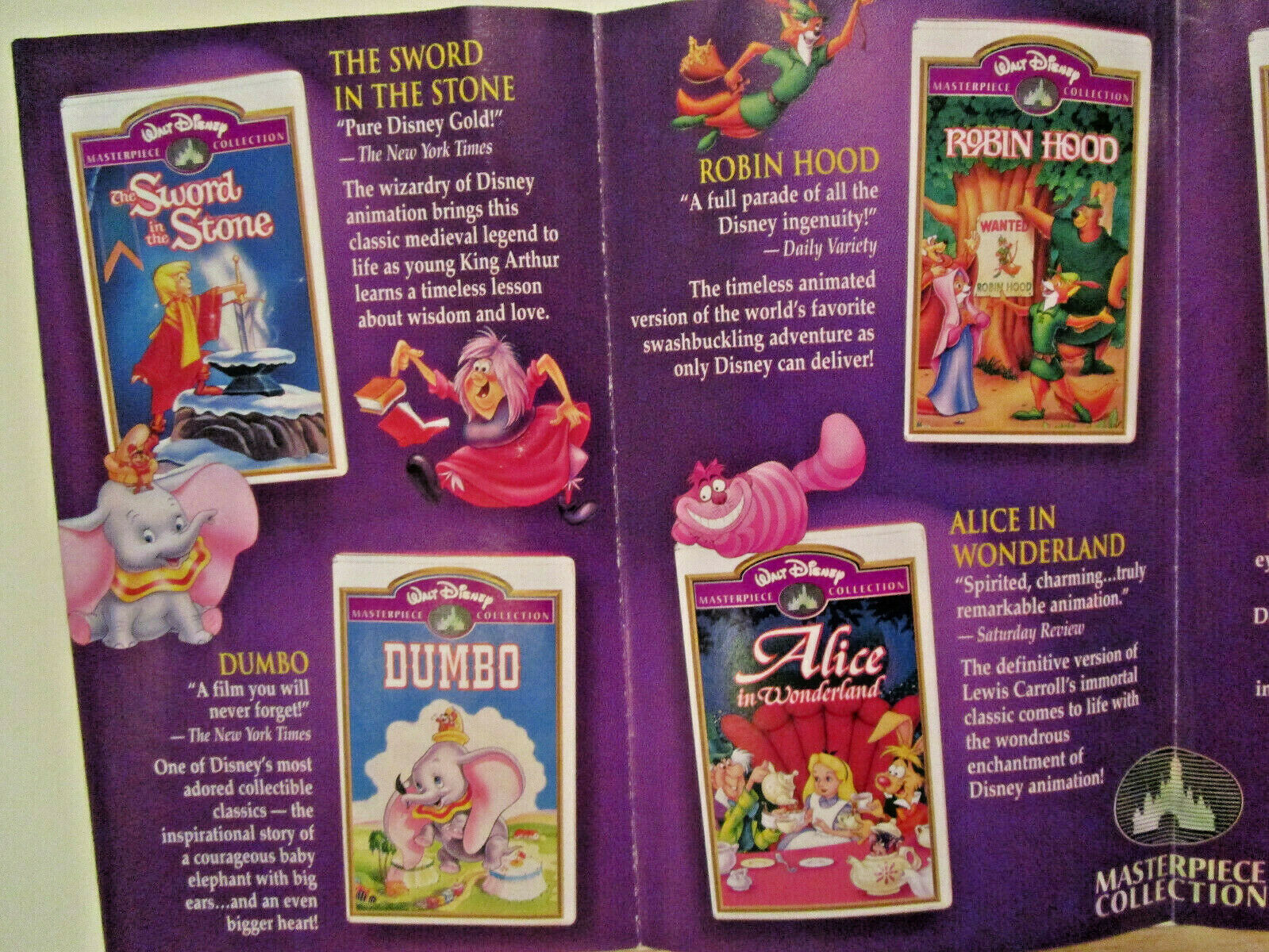 Disney 95-96 VHS MOVIE INSERT ONLY 10-Page, Masterpiece Collection 14 ...