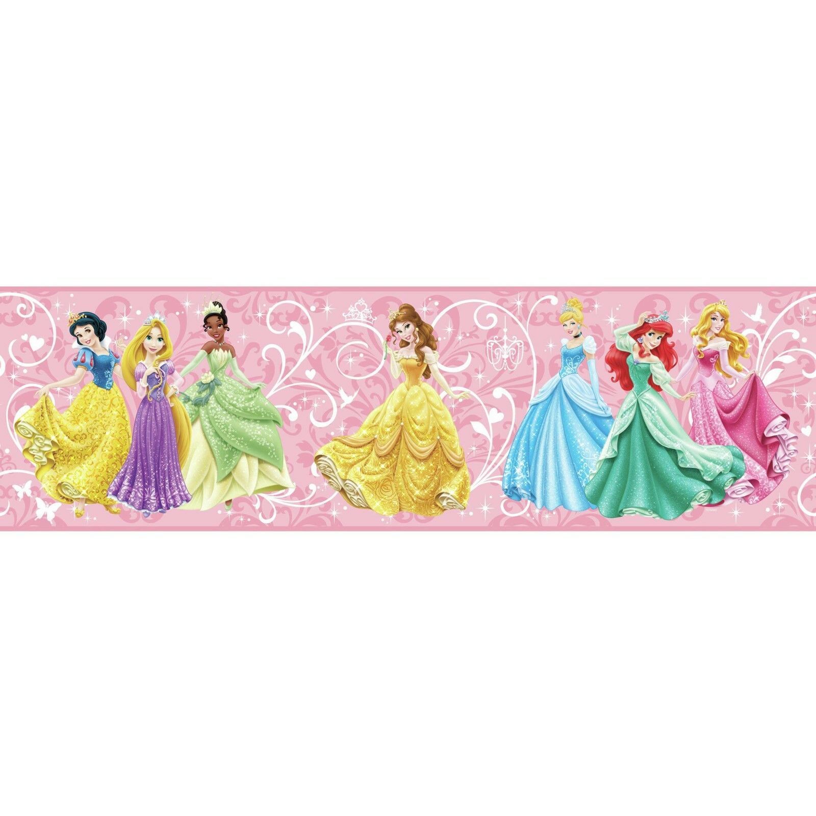 Disney Princess / Princesses on Light Pink Sure Strip Wallpaper Border ...