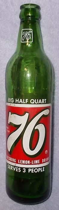 Scarce American 76 Co ACL 16 OZ 76 Green Soda Bottle B Serves 3 People ...